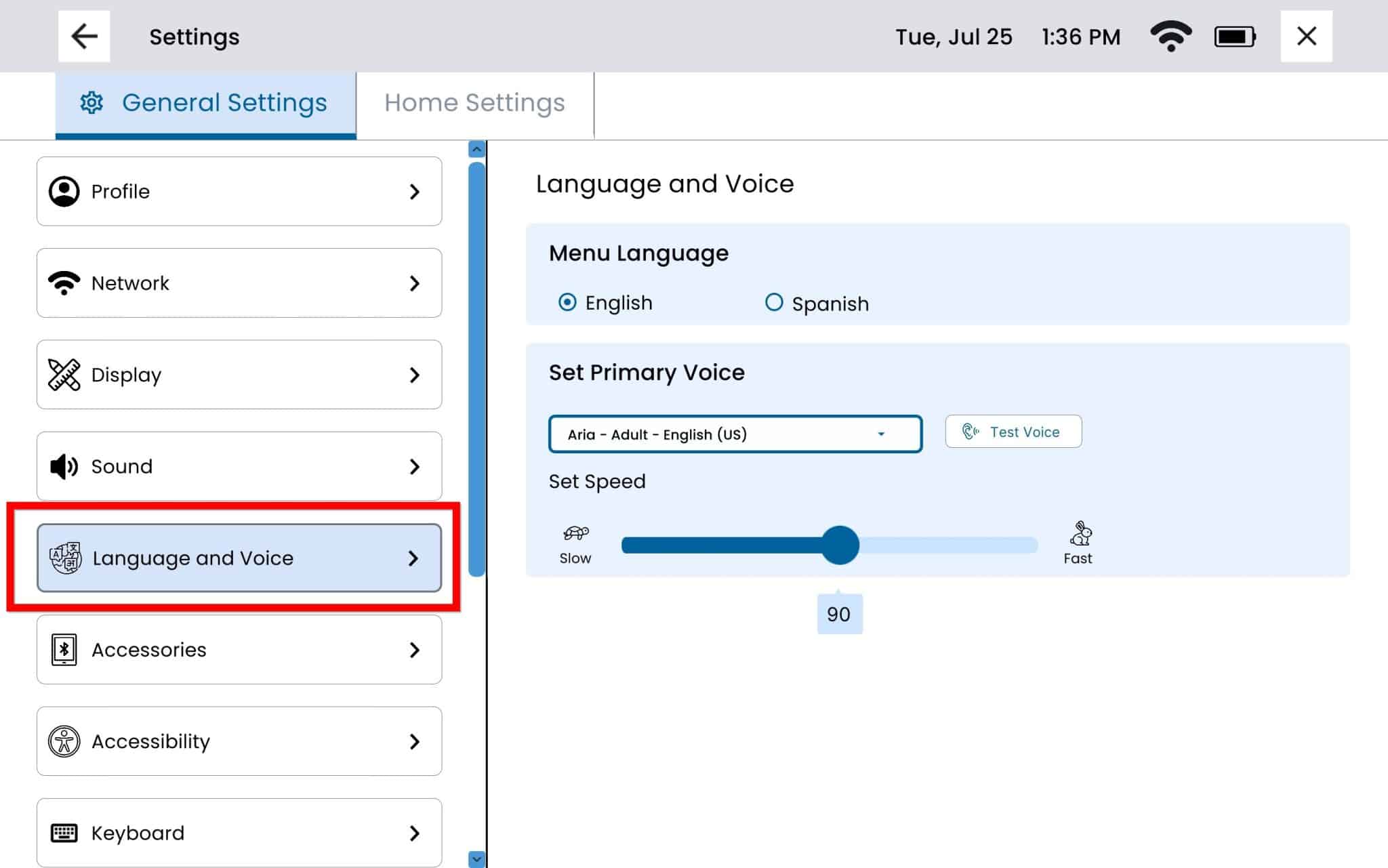 General Settings - Lingraphica